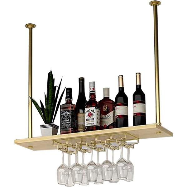 商品名:  Wine Rack Goblet Stemware Racks Mug Racks Rack Ceiling Shelf，Iron Solid Wood Ceiling Wine Rack Hanging Wine Glass ...