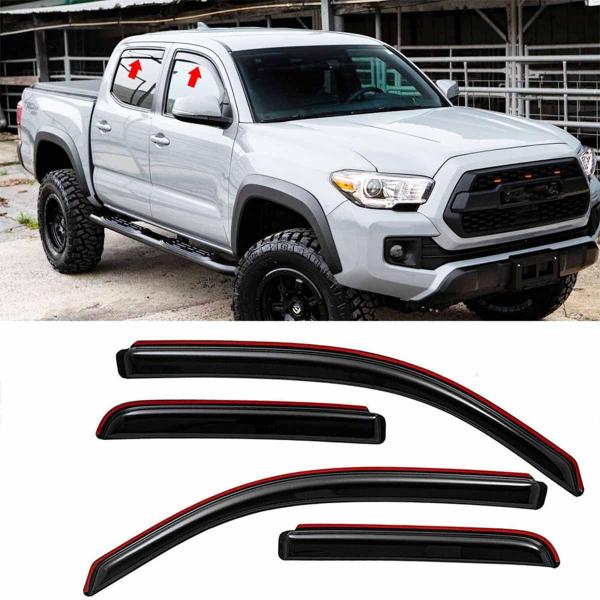 商品名: ウィンドウディフレクター インチャンネル 2016 2017 2018 2019 2020 T0y0ta Tacoma ダブルキャブ ウィンドウベントバイザーガード 4個 Window Deflector in-Channel F...
