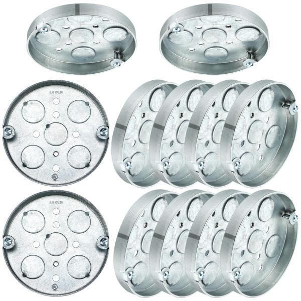 商品名: Hicarer 10個 293 4インチ 円形浅い電気ボックス 深さ1/2インチの底ノックアウト付き 天井電気ボックス スチールパンケーキボックス 天井ファン壁照明器具用 亜鉛メッキスチール Hicarer 10 Pcs 293 ...