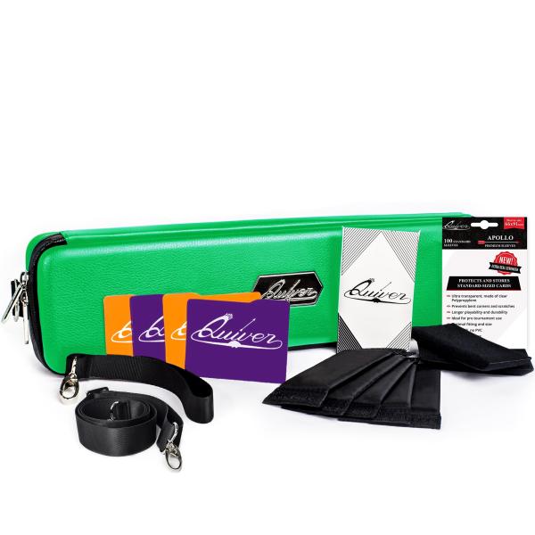 商品名: Quiver Time グリーンカードケース - MTGデッキに最適、トレーディングカードとプレイングカード用のプレミアム収納ボックスケース - ストラップ、ディバイダー、およびApolloカードスリーブ100枚付き Quiver...