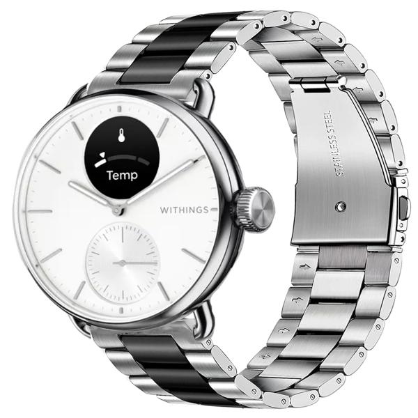 商品名: Lamshaw Withings スマートウォッチバンドに対応 18mm/20mm ステンレススチールメタル交換用ストラップブレスレット 男女兼用 - ScanWatch 2 42mm/Horizonに対応 Compatible ...