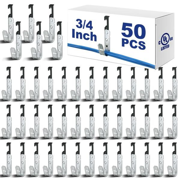 商品名: Zonon メタルJフック ケーブルサポート Jフックハンガー バットウィング付き 高耐久 G60亜鉛メッキスチールケーブルフック 天井ワイヤネジロッド取り付け用 UL規格取得済み 3/4インチ 50個 Zonon 50 Pcs ...