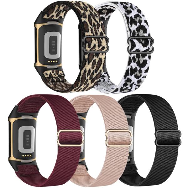 商品名: Folavii 5個パック 伸縮性ナイロン Fitbit Charge 6バンド/Fitbit Charge 5バンド対応 男女兼用 伸縮性調節可能ストラップ スポーツ交換用リストバンド Fitbit Charge 5/6ウォッチ...