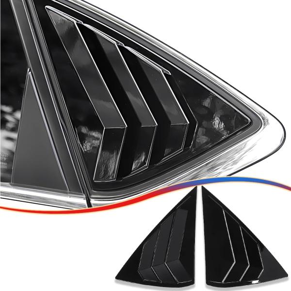 商品名: MUXEE リアサイドウィンドウルーバー エアベント スクープ シェード カバー ブラインド トリム 2013-2019 - ABS ブライトブラックスポーツインテリアアクセサリー MUXEE 2Pcs Rear Side Win...