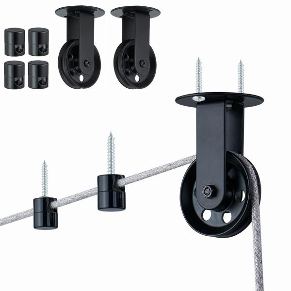 商品名:  Black Pulley Wheels Set of 2 for Plug in Pendant Light Fixture, Swag Hook for Pendant Lighting Chandelier Ceiling ...