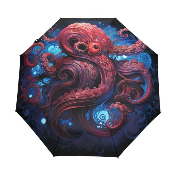 商品名: KAAVIYO タコ ダークブルー アート傘 防風 自動折りたたみ傘 自動開閉 メンズ レディース キッズ KAAVIYO Octopus Dark Blue Art Umbrella Windproof Automatic Fo...