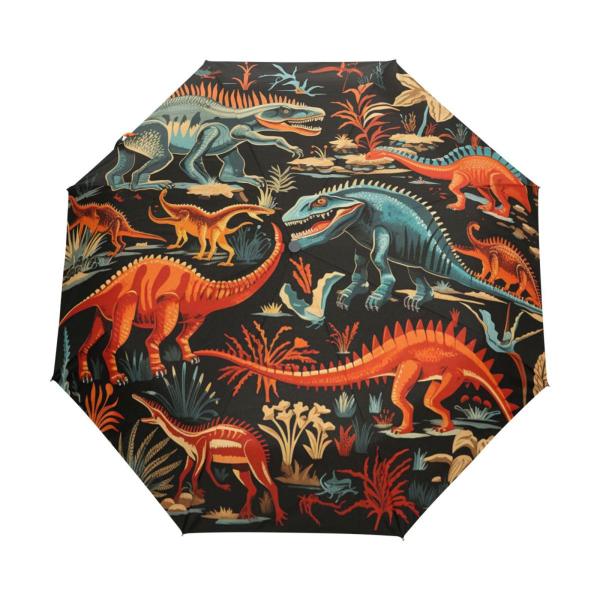 商品名: KAAVIYO クラシック レッド ブラック 恐竜 傘 防風 自動 折りたたみ式 傘 自動開閉 メンズ レディース キッズ KAAVIYO Classic Red Black Dinosaurs Umbrella Windproo...