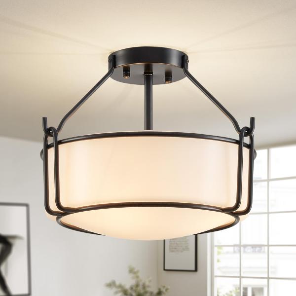 商品名:  WUZUPS Chandelier 3-Light Semi-Flush Mount Ceiling Light Frosted White Glass Shade Modern Lighting Fixture for Din...