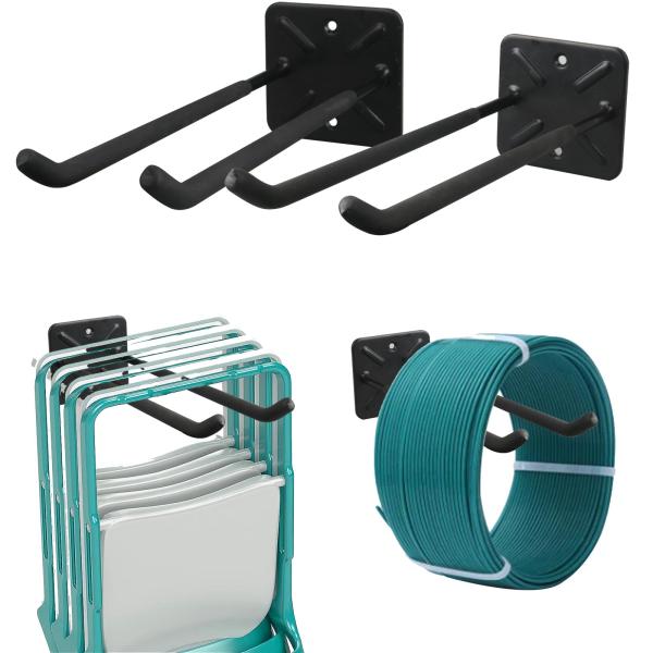 商品名: INDECKMO - Ganchos de cochera para herramientas resistentes, paquete de 2 ganchos de montaje en pared de 12.5 pulga...