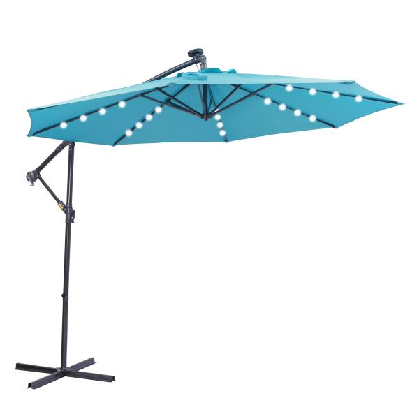 商品名:  Modern 10 FT Solar LED Patio Outdoor Umbrella Hanging Cantilever Umbrella Offset Umbrella Easy Open Adustment with...