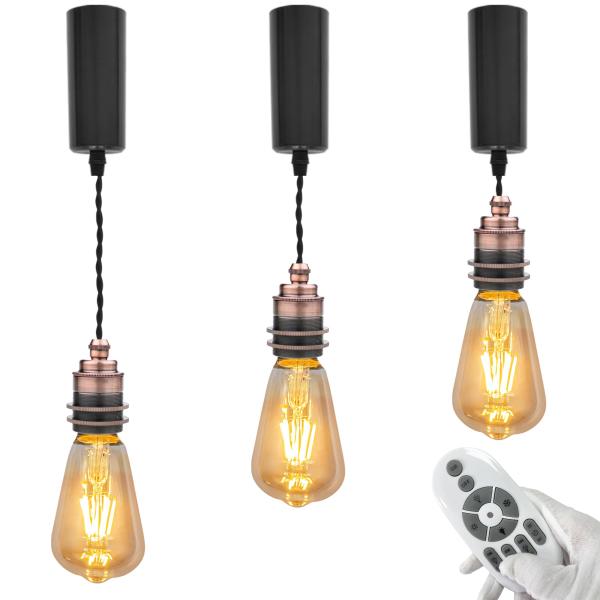 商品名:  SKIVTGLAMP Adjustable Height Juno Track Light Pendants, 5 Ft Cord, J-Type Track Pendant Lights with Retro Red Bron...