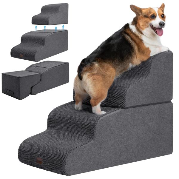 商品名:  Garnpet Dog Stairs for High Beds, 4-Step Dog Steps for Small Dogs and Cats, Foldable Pet Stairs for High Bed Climb...