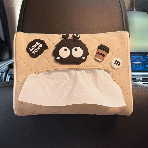 商品名: ティッシュボックスホルダー カーサンバイザーまたは車両後部座席ティッシュホルダー カーナプキンホルダー PUレザー用 ユニバーサルカーペーパータオルホルダー ティッシュオーガナイザーバッグ(ベージュ1) Tissue Boxes ...