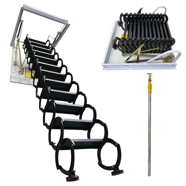 商品名:  TECHTONGDA Heavy-Duty Retractable Attic Loft Ladder, 12-Step Folding &amp; Pull-Down Staircase, 9.84ft Folding Sta...