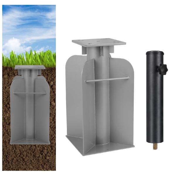 商品名: SLIIMU 18ポンド 地中傘ベース 傘立てチューブ付き ユニバーサル傘グランドアンカー パティオ傘ベース オフセットカンチレバー傘用 吊り下げパラソルスタンドホルダー シルバー SLIIMU 18lbs In-ground U...