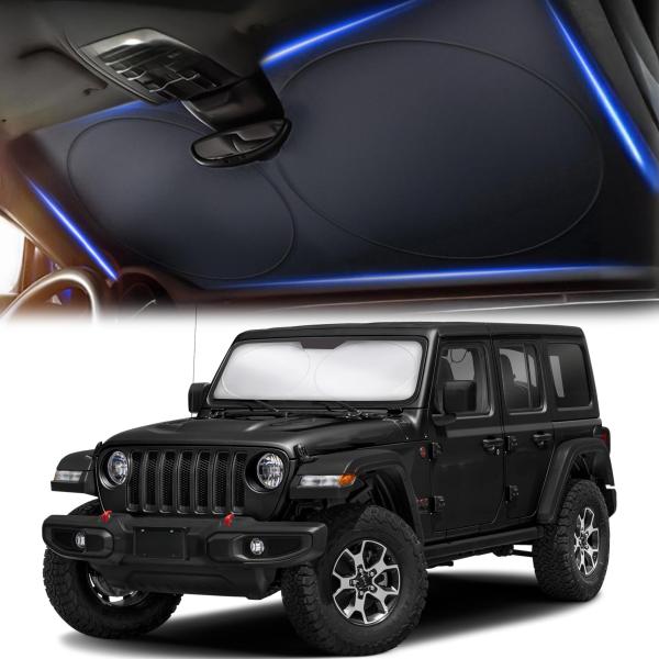 商品名: Autovir Circle XS V-Cut 60 x 21。 Autovir Jeep Windshield Sunshade | Protects Sun Visor from UV and Heat Protection ...