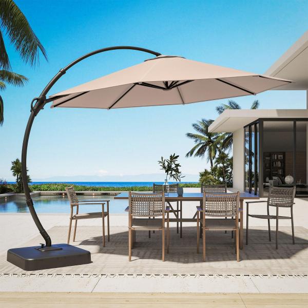 商品名:  LAUSAINT HOME Outdoor Patio Umbrella with Base Included, 10ft Large Sun Shade Cantilever Umbrella Deluxe Curvy Alu...