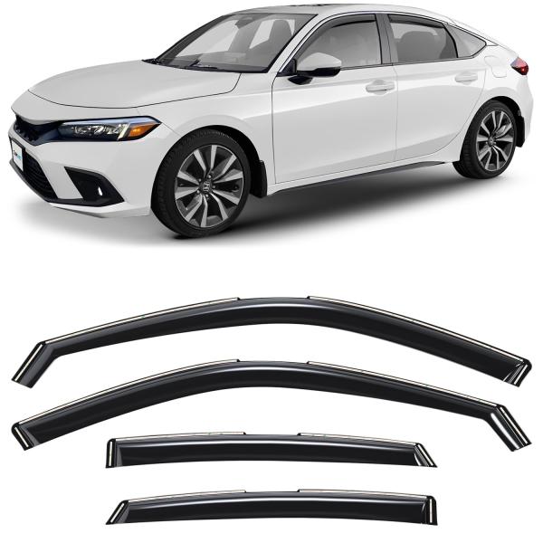 商品名:  CLIM ART in-Channel Incredibly Durable Rain Guards for Honda Civic 2022-2026 Hatchback, Original Window Deflectors...