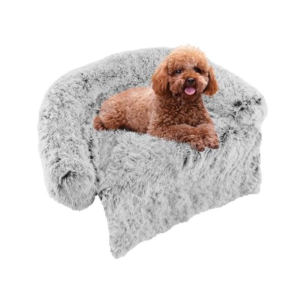 商品名:  PETSITE Plush Calming Dog Bed, Fluffy Pet Bed for Couch with Washable Removable Cover and Soft Neck Bolster, Water...