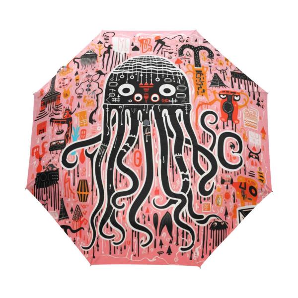 商品名:  KAAVIYO Pink Jellyfish Lobsters Art Umbrella Windproof Automatic Foldable Umbrells Auto Open Close for Men Women K...