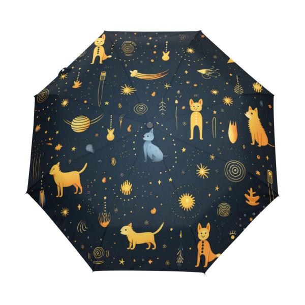 商品名:  KAAVIYO Space Golden Stars Dogs Umbrella Windproof Automatic Foldable Umbrells Auto Open Close for Men Women Kidsブ...