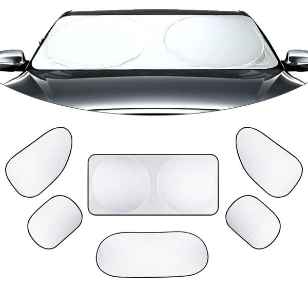 商品名: dawfall 車用フロントガラス冷却カバー 6枚パック 車両フロントリアUVプロテクターセット 4パック 防水サイドウィンドウサンシェード ユニバーサル折りたたみ式サンヒートブロックフード トラック/SUV車用 (シルバー) d...