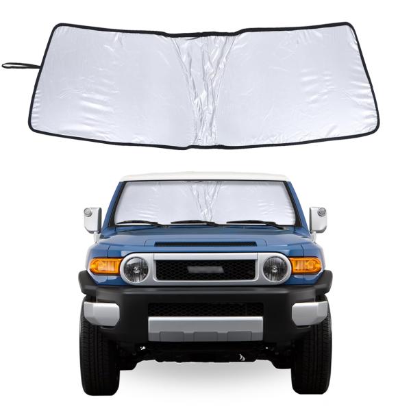 商品名: トヨタ FJ Cruiser 2007-2021 フロントガラス サンシェード サンバイザー UVブロッカープライバシープロテクター カスタムサンスクリーンヒートシールド 車を涼しく保ちます 軽量でポータブル。 Front Win...