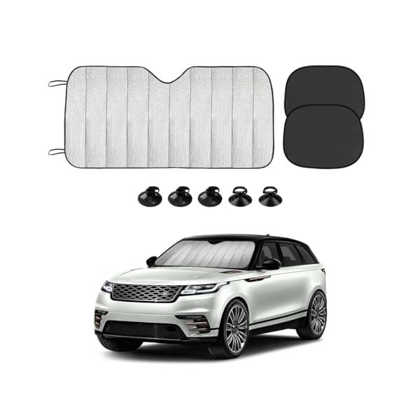 商品名: Dickno 車用フロントガラスサンシェード、反射する自動車フロントウィンドウサンシェード、熱と紫外線保護用、折りたたみ式フロントガラス用サンブロッカーシールド サイドウィンドウシェード2個付き カーアクセサリー Dickno C...