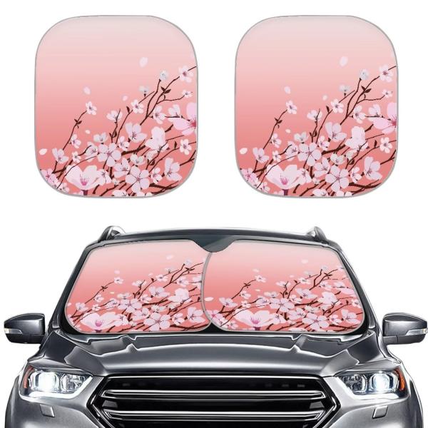 商品名:  Dreaweet Cherry Blossoms Car Sun Shade Windshield Cute Girly Sunshade for Car Windows Front,2 Piece Windshield Sun...