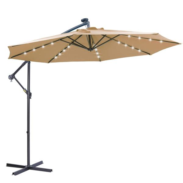 商品名:  FIVESHOW 10 FT Solar LED Patio Outdoor Umbrella Hanging Cantilever Umbrella Offset Umbrella Easy Open Adustment wi...