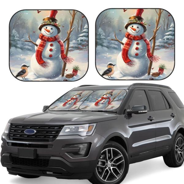 商品名:  2 PCS Car Windshield Sun Shade Snowman Christmas Car Front Window Sunshade Universal Foldable Sun Visor Protector ...
