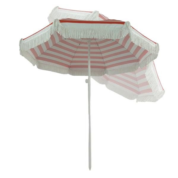 商品名:  Xzomystify Outdoor Table Umbrella Sun Protection Red Stripe Beach Umbrella with Fringe 5.9ft Patio Market Umbrella...