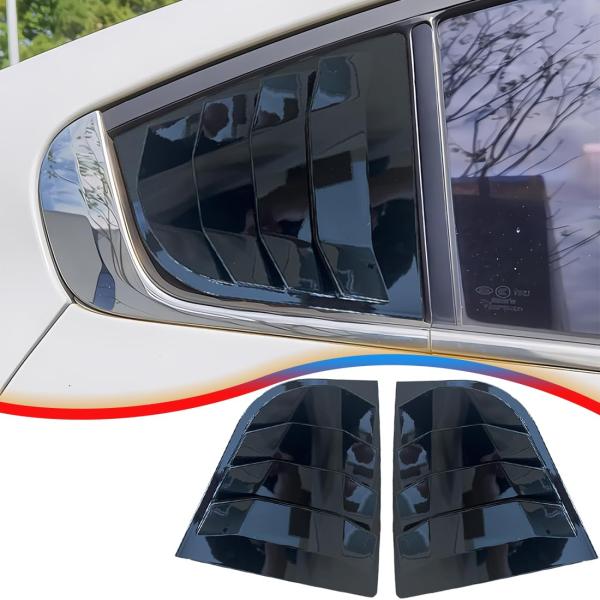 商品名: MUXEE プリントリアサイドウィンドウルーバーエアベントスクープシェードカバーブラインドトリム Kia Forte 2014 2015 2016 2017 2018用 - ABS ブライトブラックスポーツインテリアアクセサリー ...