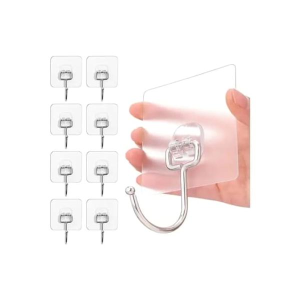 商品名:  Generic Ultra Strong 50lb (Max) Transparent Self-Adhesive Hooks - Heavy-Duty Wall Hooks for Kitchen, Bathroom, Cei...