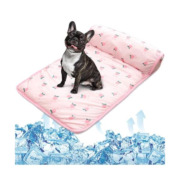商品名:  PUMYPOREITY Cooling Dog Bed, Pet Cooling Mat with Pillow, Ice Silk Cooling Dog Blanket, Self Cooling Pad for Cat,D...