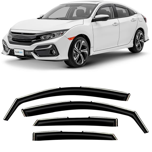 商品名:  CLIM ART in-Channel Incredibly Durable Rain Guards for Honda Civic 2016-2021 Sedan, Original Window Deflectors, Ve...
