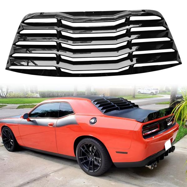 商品名:  MODILOVER Rear Window Louver, Compatible with 2008-2023 Dodge Challenger, Plastic Gloss Black V2 Style Back Window...