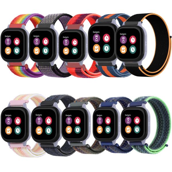 商品名: QHBAMD ナイロン腕時計バンド 10本パック Gizmo Watch 3 2 1/Gabb Watch 3 2 1/SyncUPウォッチバンド フックとループ ソフト 通気性 交換用ストラップ Smartwathバンド QHB...