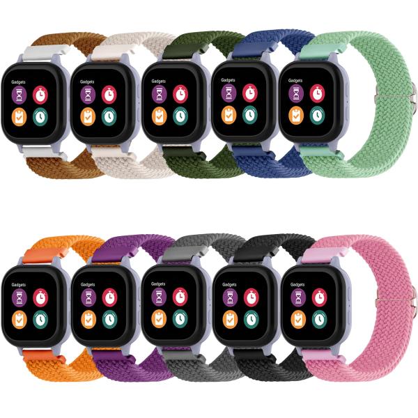 商品名: QHBAMD 10個パック Gizmo Watch 3 2 1/Gabb Watch 3 2 1/SyncUP対応 ナイロン腕時計バンド スライダーバックル 編組 通気性 伸縮性 ストラップ リストバンド QHBAMD 10 Pa...