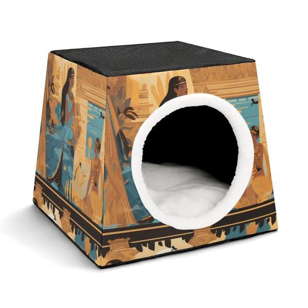 商品名:  Posters Ancient Egyptian Art and Culture Cat Bed for Indoor Cats Foldable Dog Cat House with Removable Washable Cu...