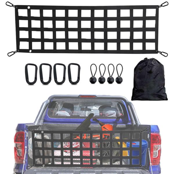 商品名: MIYIMORE (ミイモア) 使いやすいフルサイズ ピックアップトラックテールゲートネット 60インチ x 18インチ ヘビーデューティー テールゲートカーゴネット 全天候対応 フォード、シボレー、トヨタ、GMC、RAM、タコマ...