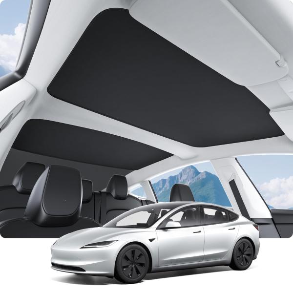 商品名: モデル3 ガラスルーフサンシェード ブラック BASENOR 2026-2024 Tesla Model 3 Sunshade Roof, [Nano Ice-Crystal Coatings] Heat Insulation G...