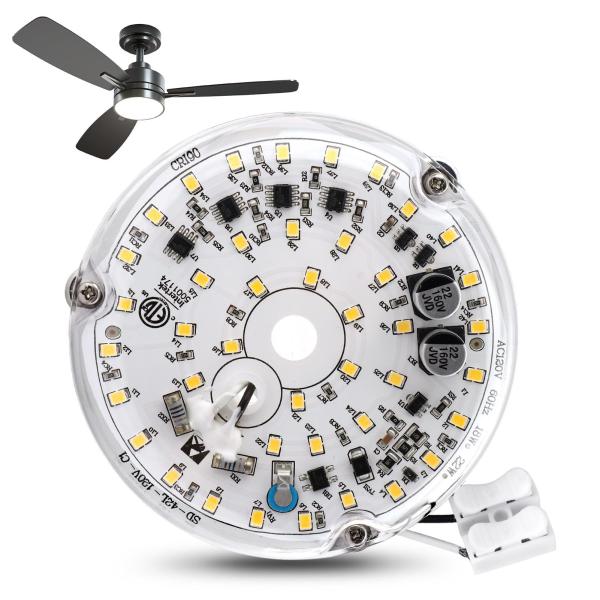 商品名: JIANWEI 4インチシーリングファンLEDライト交換用6000K、18W LEDレトロフィットキット、調光機能付きシーリングファンライトキット120V 1800LMラウンドLEDライトエンジン天井ライトライト用(画像参照) J...