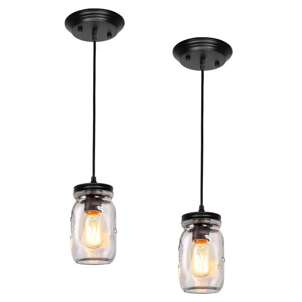商品名:  JWLUYN Mason Jar Light Fixtures, Farmhouse Pendant Light, Farmhouse Kitchen Island Lighting, Adjustable Hanging Pe...