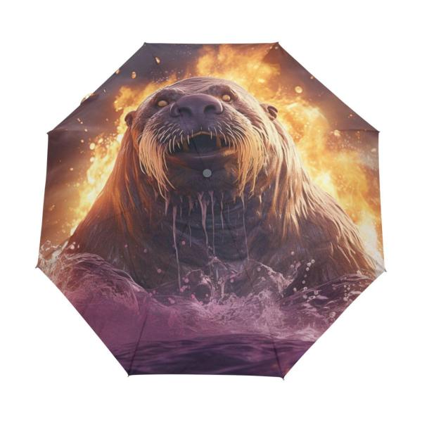 商品名:  KAAVIYO Angry Animal Walrus Umbrella Windproof Automatic Foldable Umbrells Auto Open Close for Men Women Kidsブランド:...