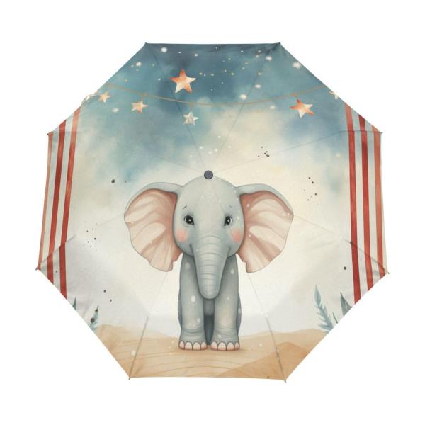 商品名:  KAAVIYO Cute Cartoon Animal Elephant Umbrella Windproof Automatic Foldable Umbrells Auto Open Close for Men Women ...