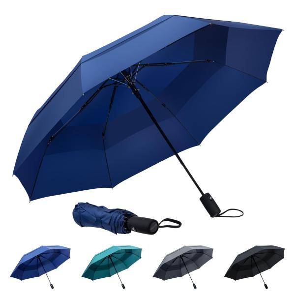 商品名:  VELLUXE Travel Umbrellas for Rain ? Compact Umbrella Windproof with 46” Double Vented Canopy and Strong Fiberglass...