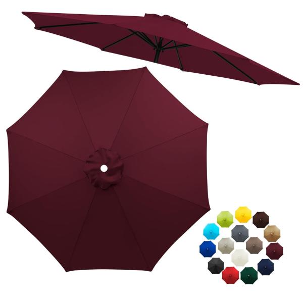 商品名: 6.6フィート7フィート9フィート10フィートパティオアンブレラトップキャノピー交換用クロス、6本骨8本骨屋外マーケットテーブルヤードプールガーデンパラソル傘キャノピー交換用UV保護カバー(カラー:ワインレッド、サイズ:10フィー...