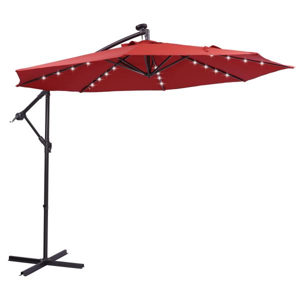 商品名:  Generic 10 FT Solar LED Patio Outdoor Umbrella Hanging Cantilever Umbrella Offset Umbrella Easy Open Adustment wit...