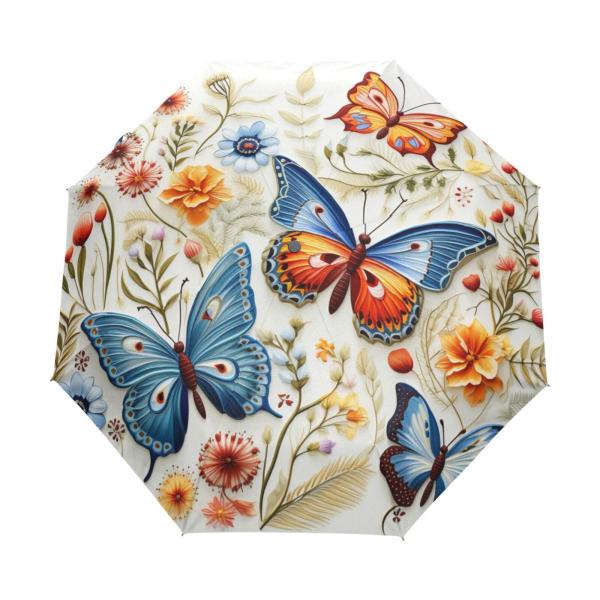 商品名:  KAAVIYO Colorful Butterflies Flowers Art Umbrella Windproof Automatic Foldable Umbrells Auto Open Close for Men Wo...